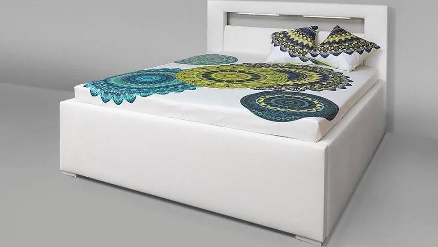 Dřevona - Elitte Čalouněná postel AVA LERYN 160x200, s úložným prostorem a LED osvětlením, MASSIMO 404