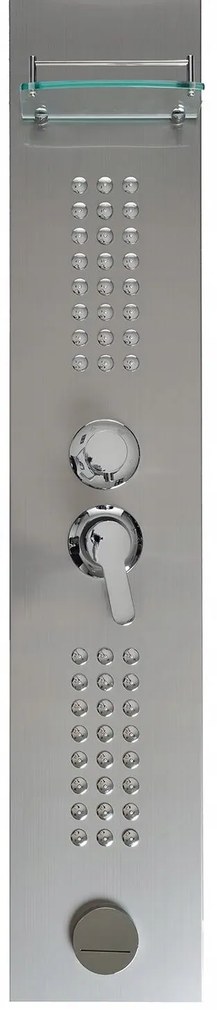 Sprchový panel PIOGGIA 2 5v1 - s výtokem do vany a policí - chromový matný