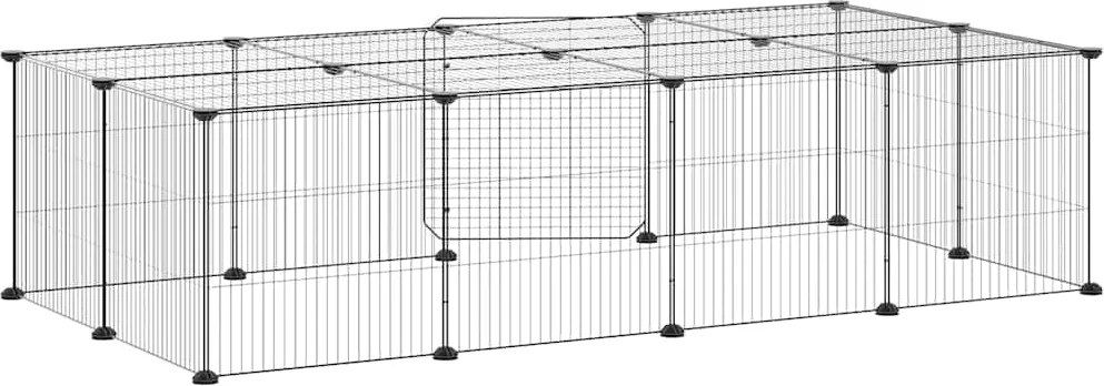 20panelová ohrádka pro zvířata s dvířky černá 140 x 70 x 35 cm ocel 3114058
