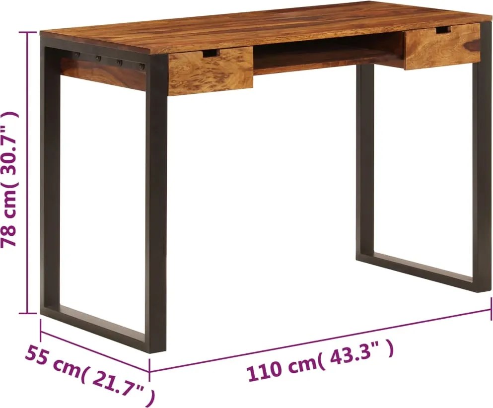 vidaXL Marketos Psací stůl 110 x 55 x 78 cm masivní akácie a ocel