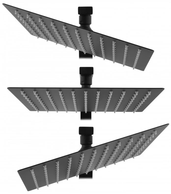 Erga Goba, sprchová souprava s termostatickou baterií a dešťovou hlavicí 25x25cm, černá matná, ERG-YKA-BP.GOBA-THERM-25-BLK