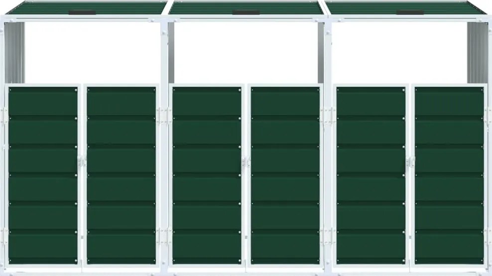 vidaXL Box na 3 popelnice 216 x 81 x 115 cm ocel [4006182] Barva: Zelená