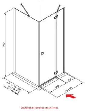 Jika Pure Sprchové dveře 90 cm, pravé, čiré sklo H2544230026681