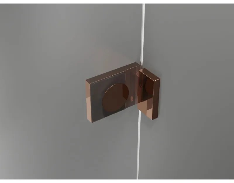 Mexen Lunar, L výklopný půlkruhový sprchový kout 100 x 100 cm, 8mm čiré sklo, profil růžové zlato, 833L-100L-100P-60-00