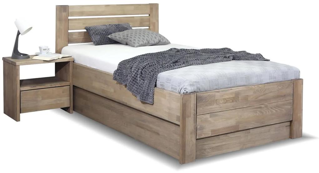 Zvýšená postel s úložným prostorem Mistral, masiv buk, 120x200