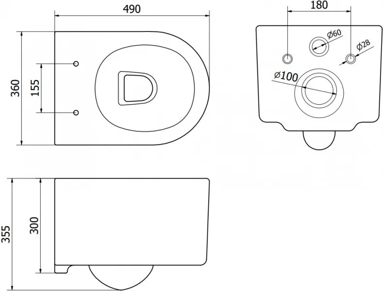 Mexen Sofia, závěsná WC mísa 490x360x355 mm, Rimless Tornádo + WC sedátko z duroplastu, bílá lesklá, 30540300T