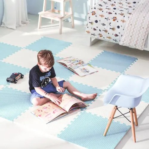 Ricokids velká pěnová puzzle podložka 60x60 cm 4 ks modrá a bílá pro děti