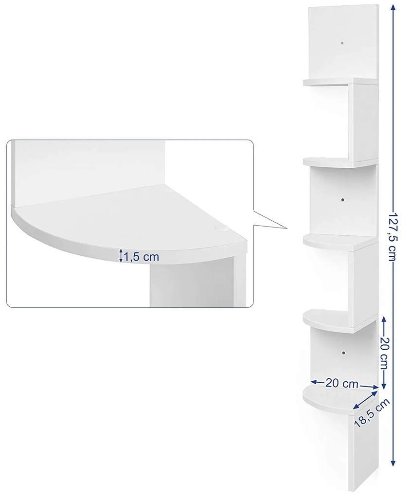 Rohová police Vesagala bílá