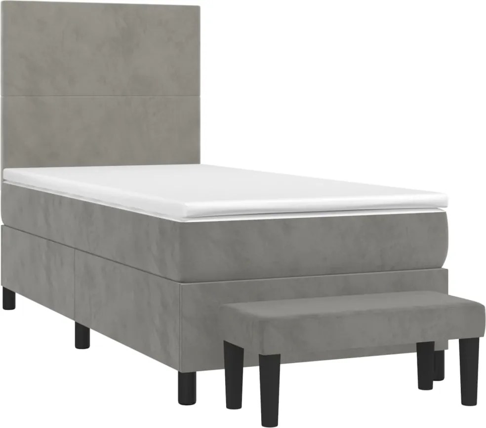 Box spring postel s matrací světle šedá 100x200 cm samet 3137707