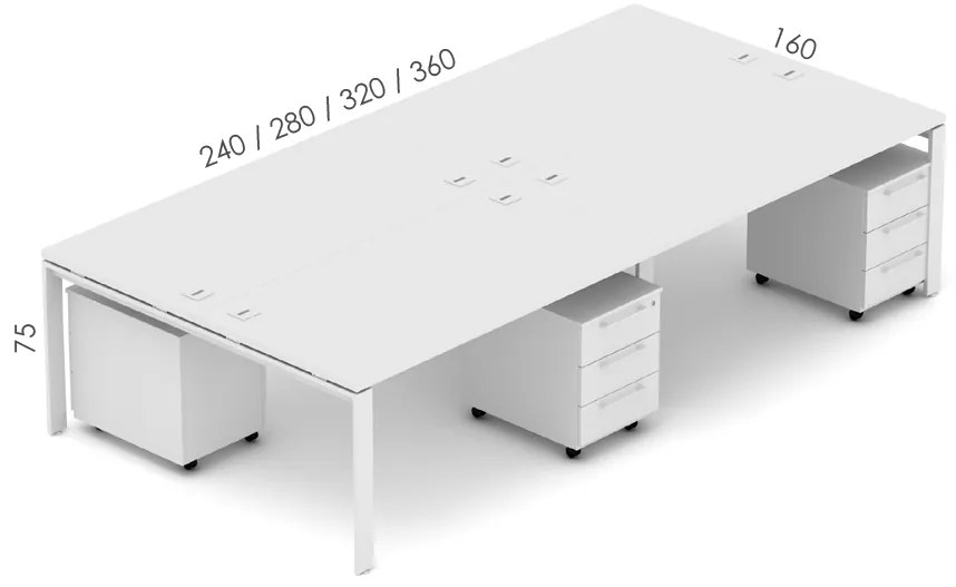 NABYTEK-DESIGNOVY.CZ - DEBZ35U - Kancelářská sestava EPIC Z35 U, volitelná délka stolu 240/280/320/360cm, dub/černá