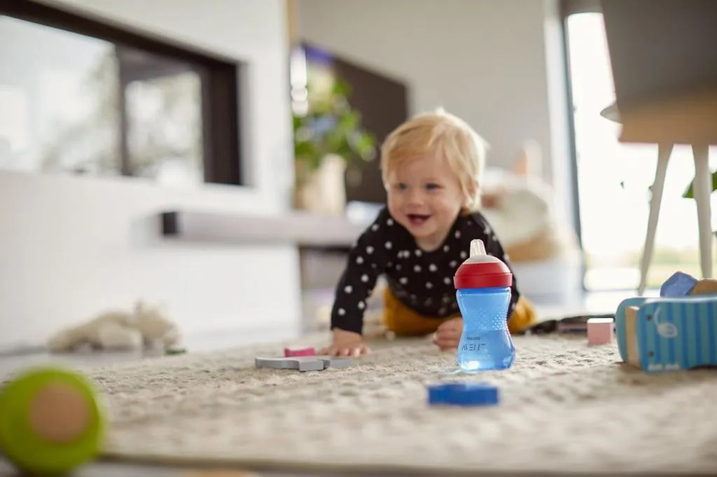 Avent Netekoucí hrneček 300 ml Grippy jemná hubička Fialová