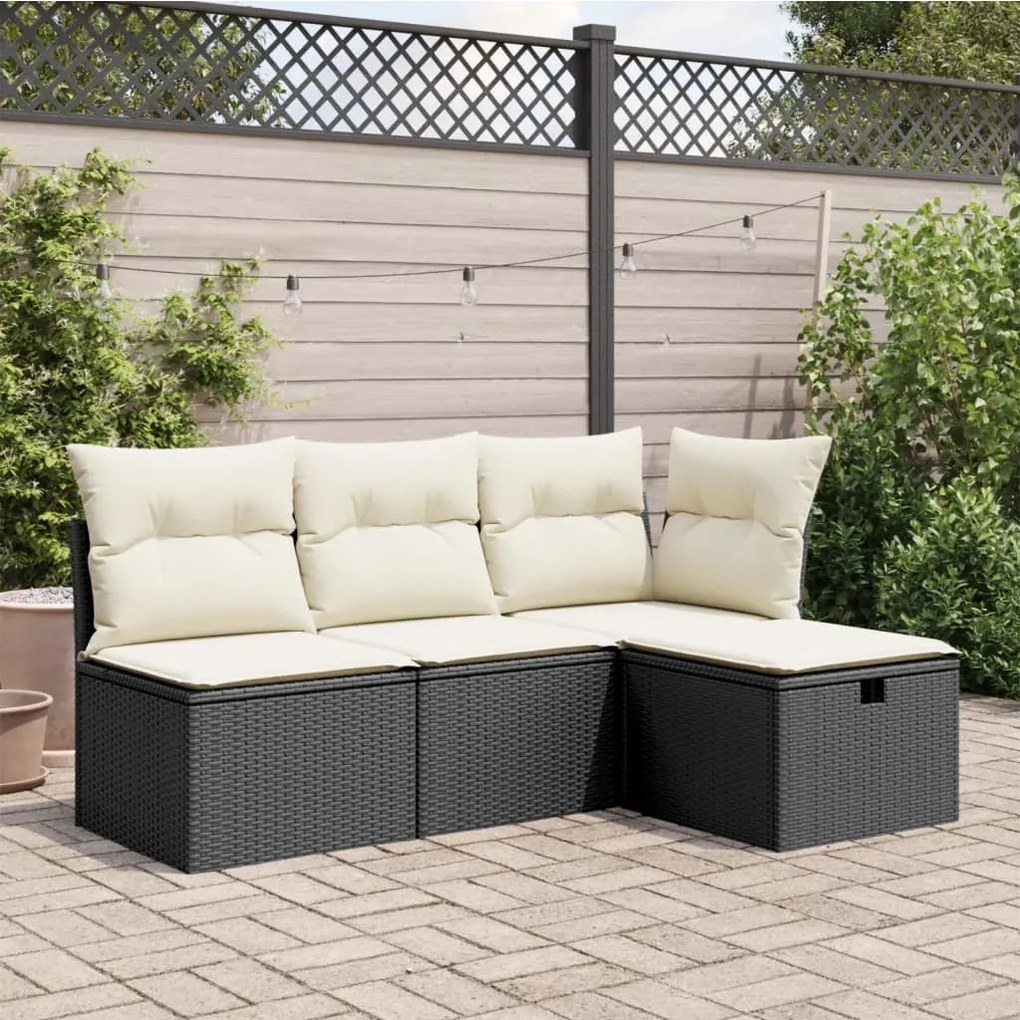 vidaXL Zahradní stolička s poduškou černá 55 x 55 x 37 cm polyratan [366002]