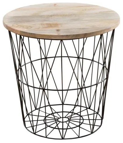 Odkládací stolek Ronde 52 cm, mangové dřevo, černá