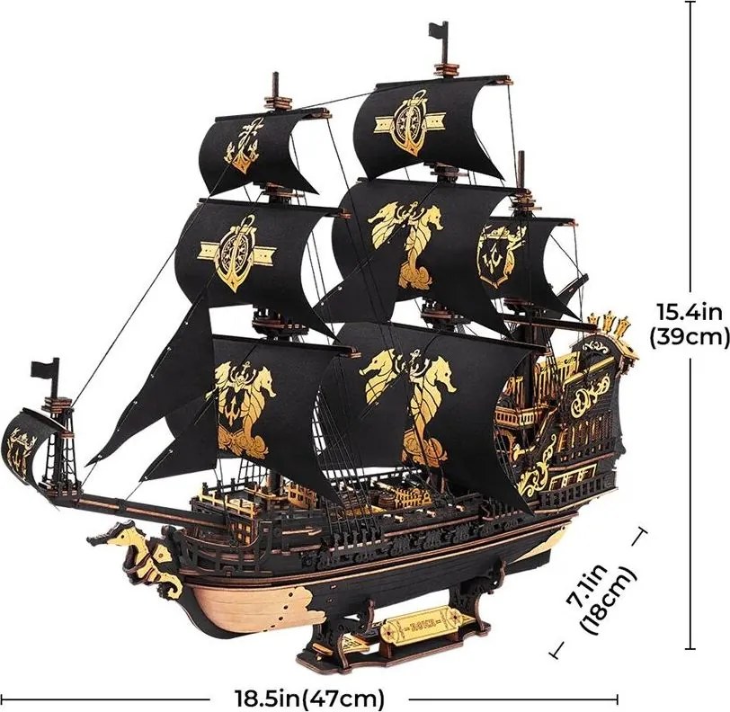 Hračka Robotime 3D mechanická skládačka Plachetnice Mořský koník [6950388]