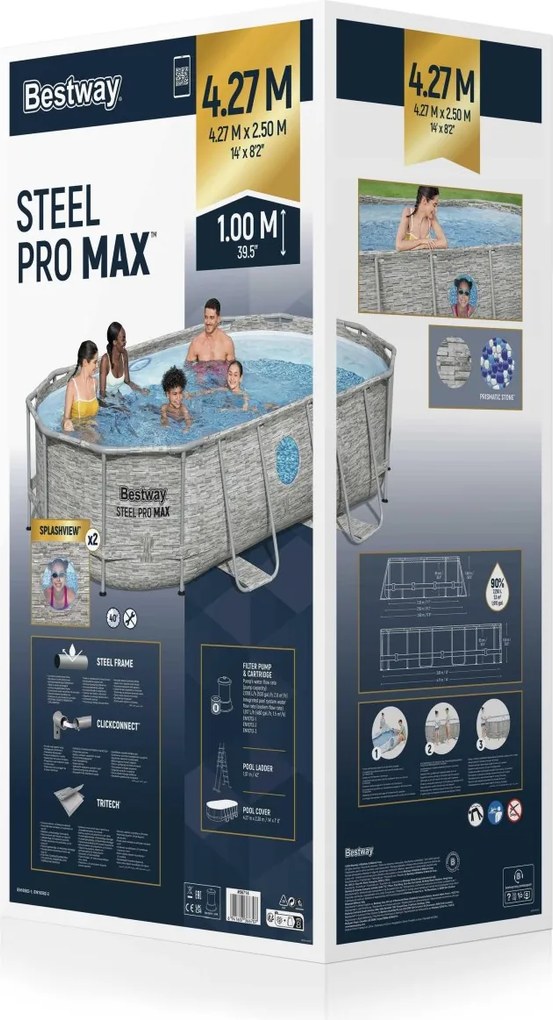 BESTWAY Power Steel Swim Vista bazén s oknem 427x250x100 14x8FT 7in1