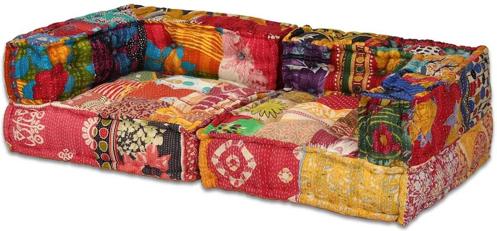 2místný modulární pouf patchwork textil 244977