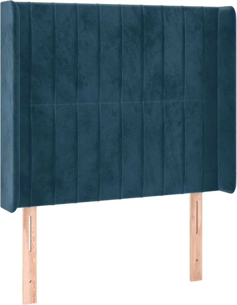 Box spring postel s matrací a LED tmavě modrá 90x200 cm samet 3139665