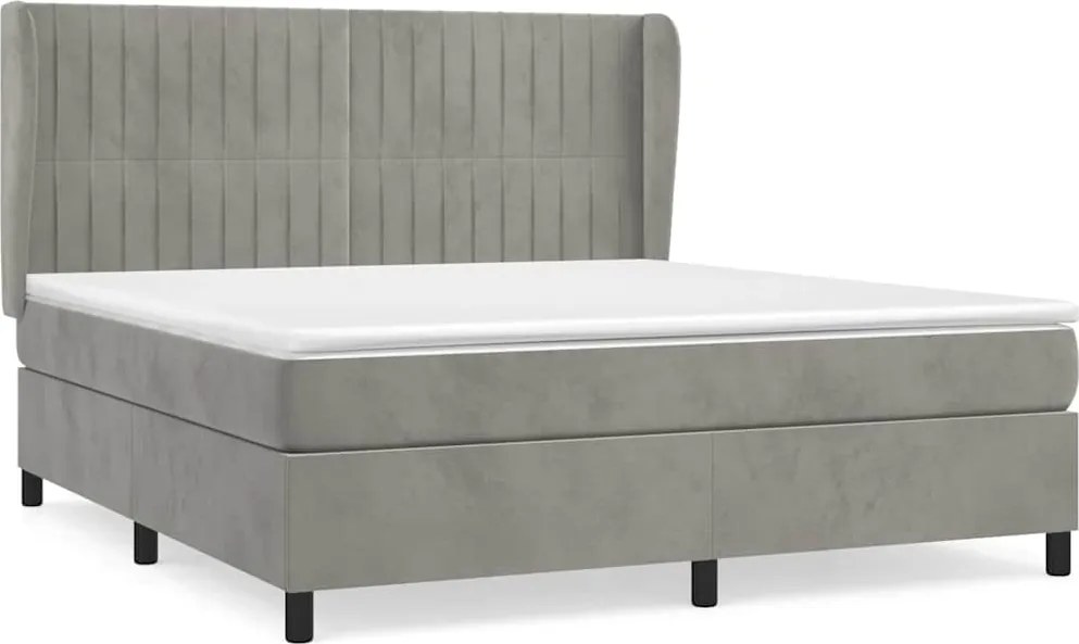 Box spring postel s matrací světle šedá 160x200 cm samet 3129339