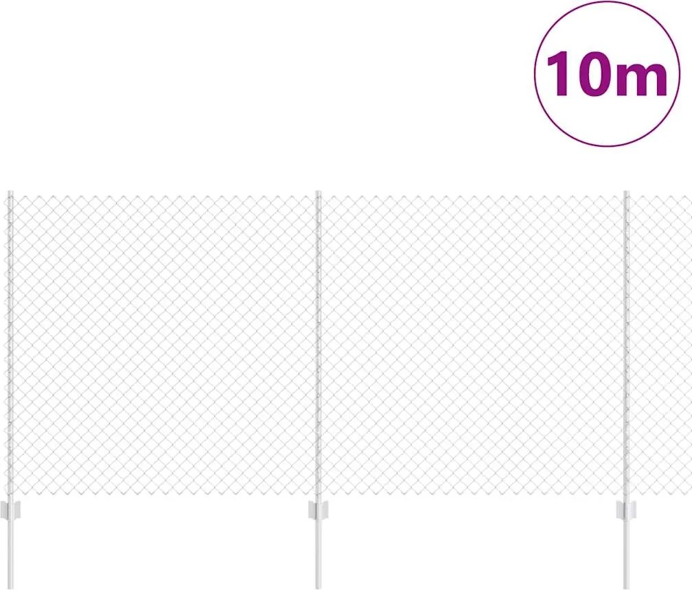 Plot s řetězovým odkazem a sloupkem 10 x 1,2 m Pozinkovaná ocel 3336289