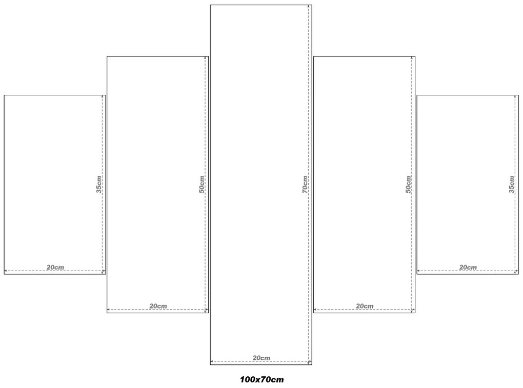 Gario Ručně malovaný obraz Procházka v Paříži - 5 dílný Rozměry: 150 x 70 cm