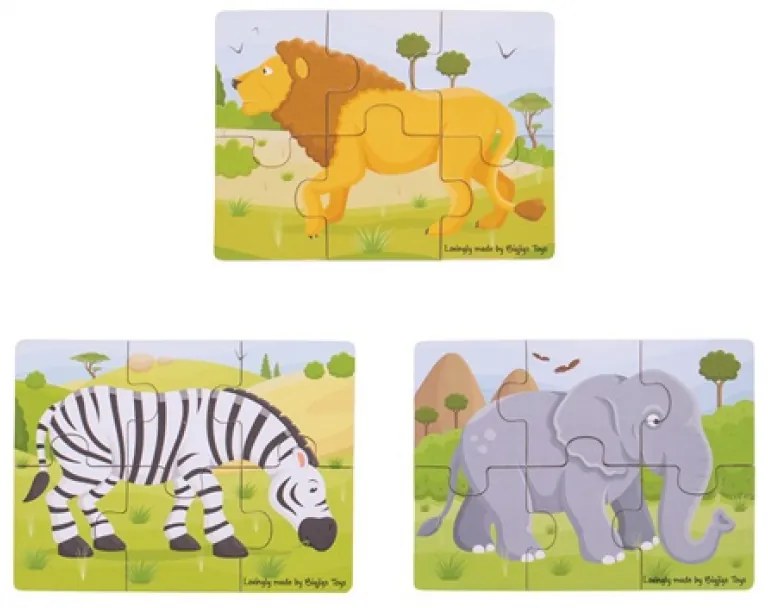 Bigjigs Toys Puzzle 3v1 safari zvířátka
