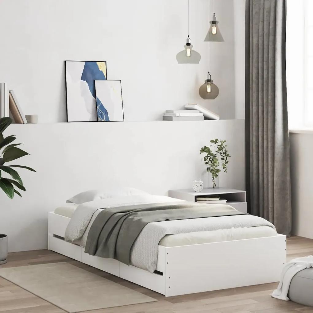 Rám postele se zásuvkami bílý 100 x 200 cm kompozitní dřevo,  3207287