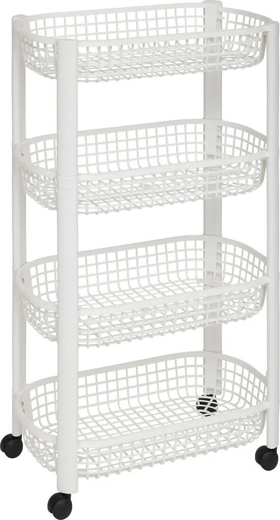 Kuchyňský vozík na kolečkách BASKET, plastový, 46,5 x 25,5 x 79 cm, bílá