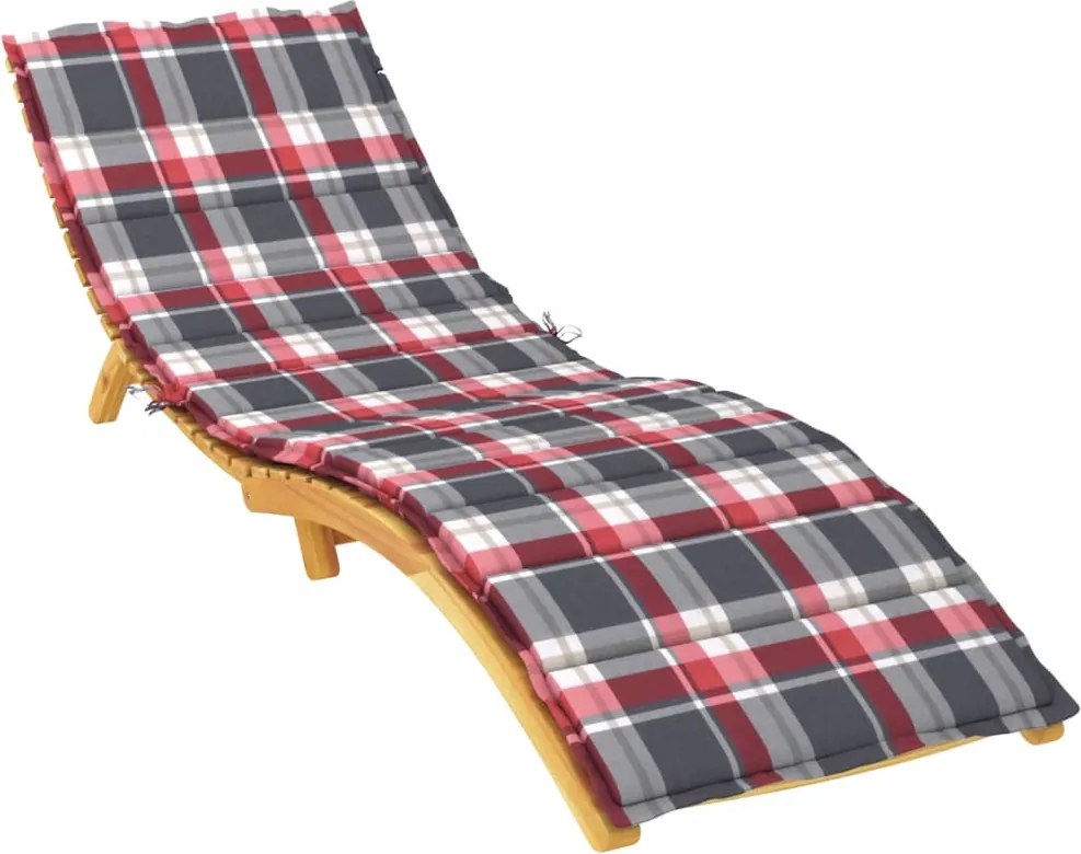Poduška na lehátko červená károvaná 200x70x3 cm oxfordská látka 314231