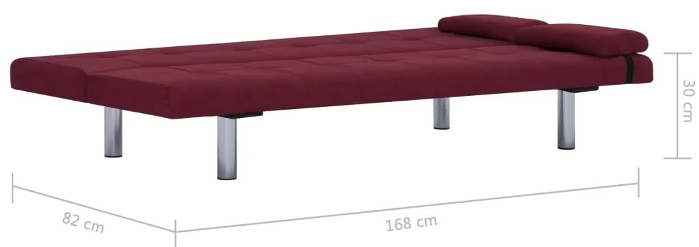 vidaXL 282191 Marketos Sofa Bed with Two Pillows Wine Red Polyester