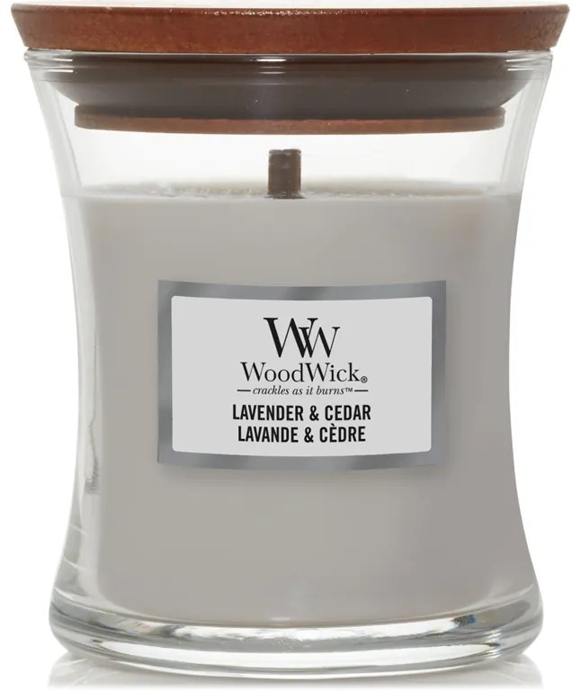 WoodWick – svíčka Lavender & Cedar (Levandule a cedr) Velikost: střední 275 g