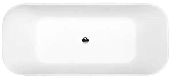 Besco Volně stojící vana z litého mramoru Assos BW 160x70 Barva: Bílá/černá, Rozměry (cm): 160x70, Typ a barva výpustě: Click-Clack s horním čištěním, bílá
