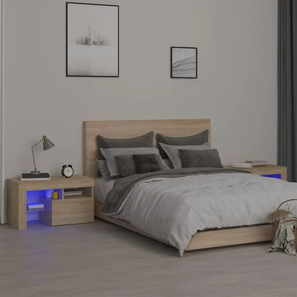 Noční stolky 2 ks s LED osvětlením dub sonoma 70 x 36,5 x 40 cm 3152772