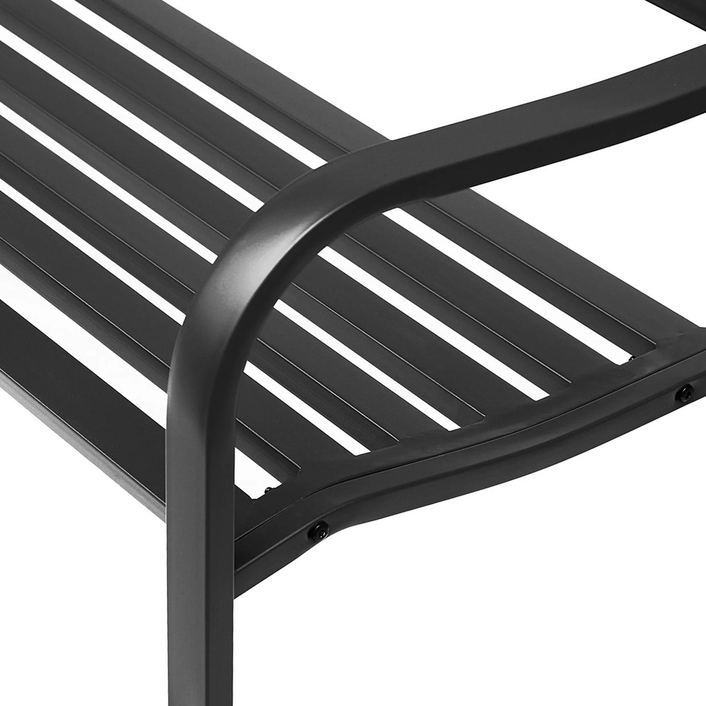Zahradní lavička Outsunny, 3-místná lavička, terasa, rustikálně elegantní, 127D x 60Š x 85V cm, kov, epoxid, odolný proti korozi, černá
