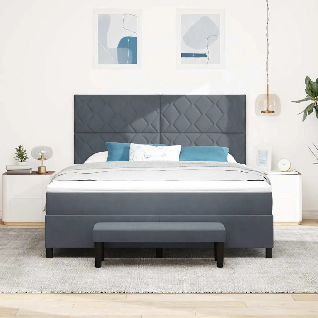 Postel s boxspringem s čelo Tmavě šedá 200 x 180 cm samet 3344595