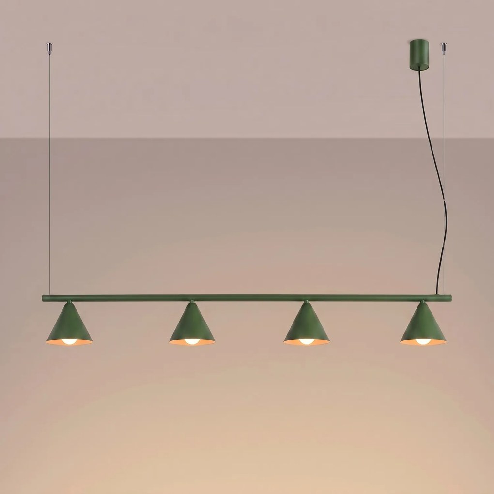Sollux Lighting Lustr NOX 4L olivově zelený