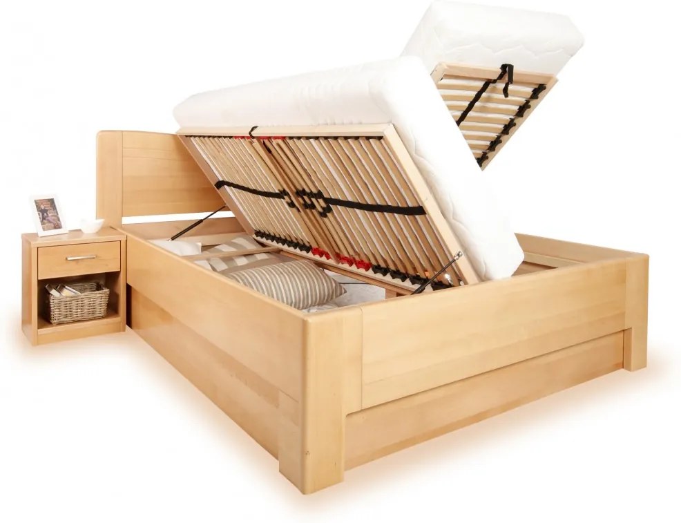 Zvýšená postel s úložným prostorem K-DESIGN 1-A senior 160x200, 180x200, masiv buk KOLACIA Design, 160x200 cm