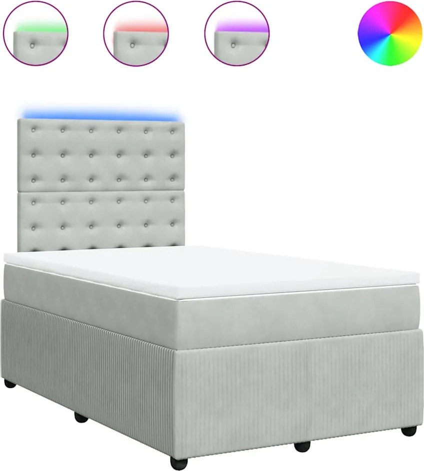 Box spring postel s matrací světle šedá 120x190 cm samet 3294598