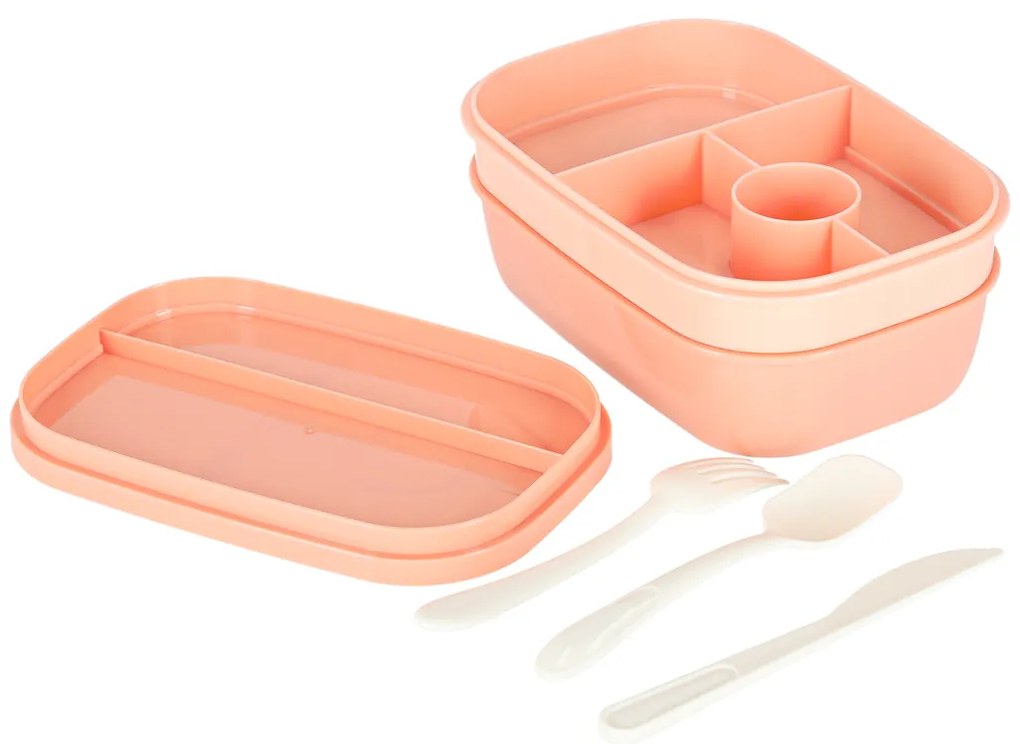 Creative Corner Snídaňový box s přihrádkami rozdělený 1900ml meruňka