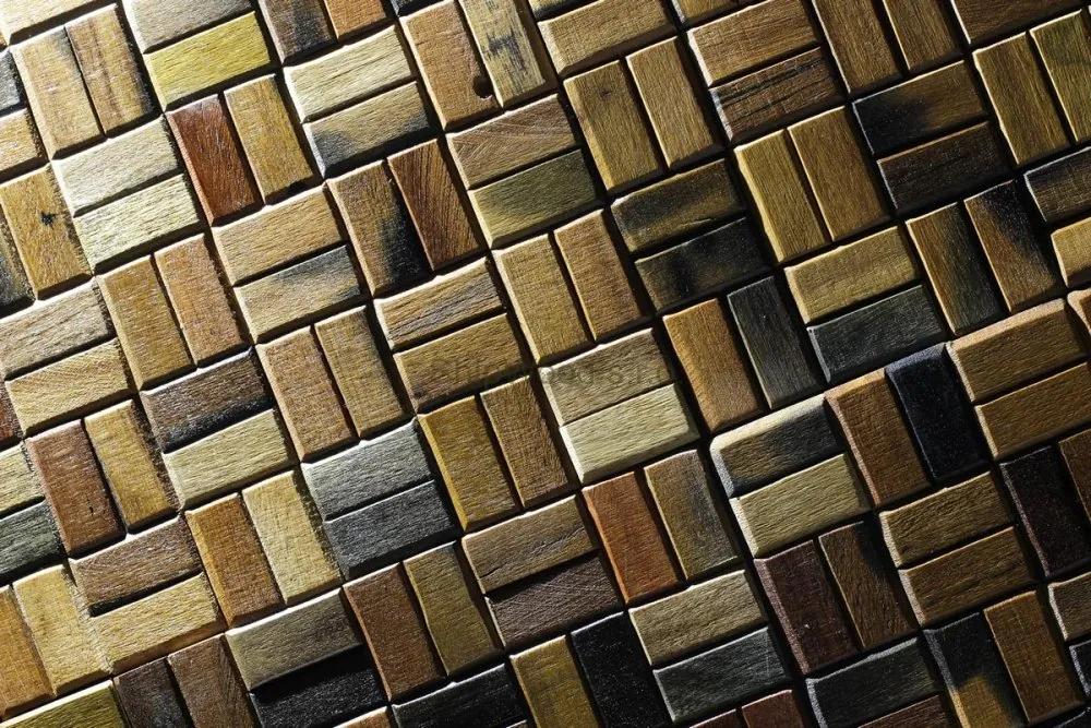 Dřevěná lodní mozaika - obkladový panel 300 x 300 x 7 mm (0,09 m²)