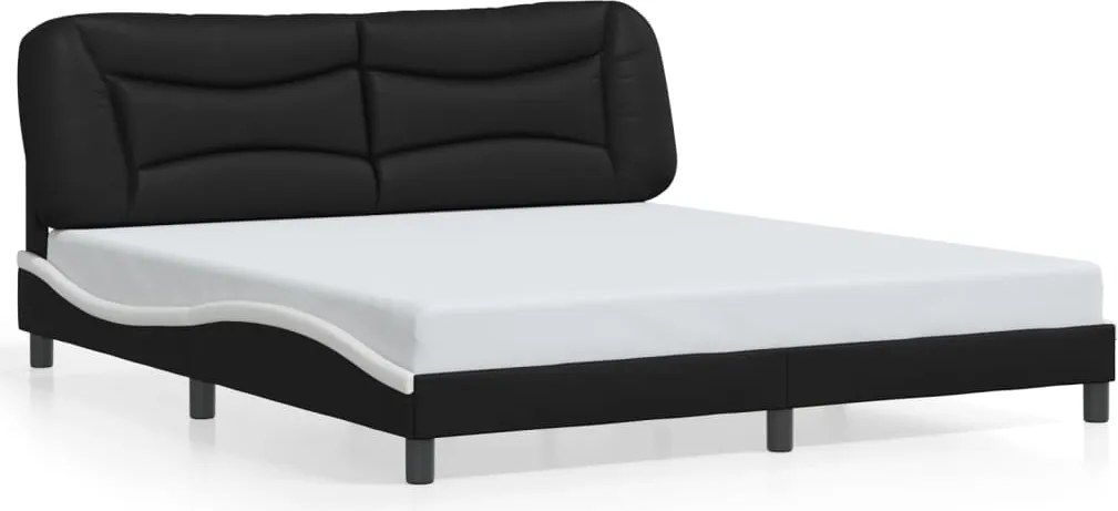 Rám postele s LED bez matrace Hvar černý a bílý 180x200 cm 3213953