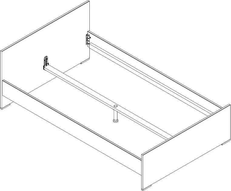 Postel Cariba 120x200 cm, bělený dub/lávová