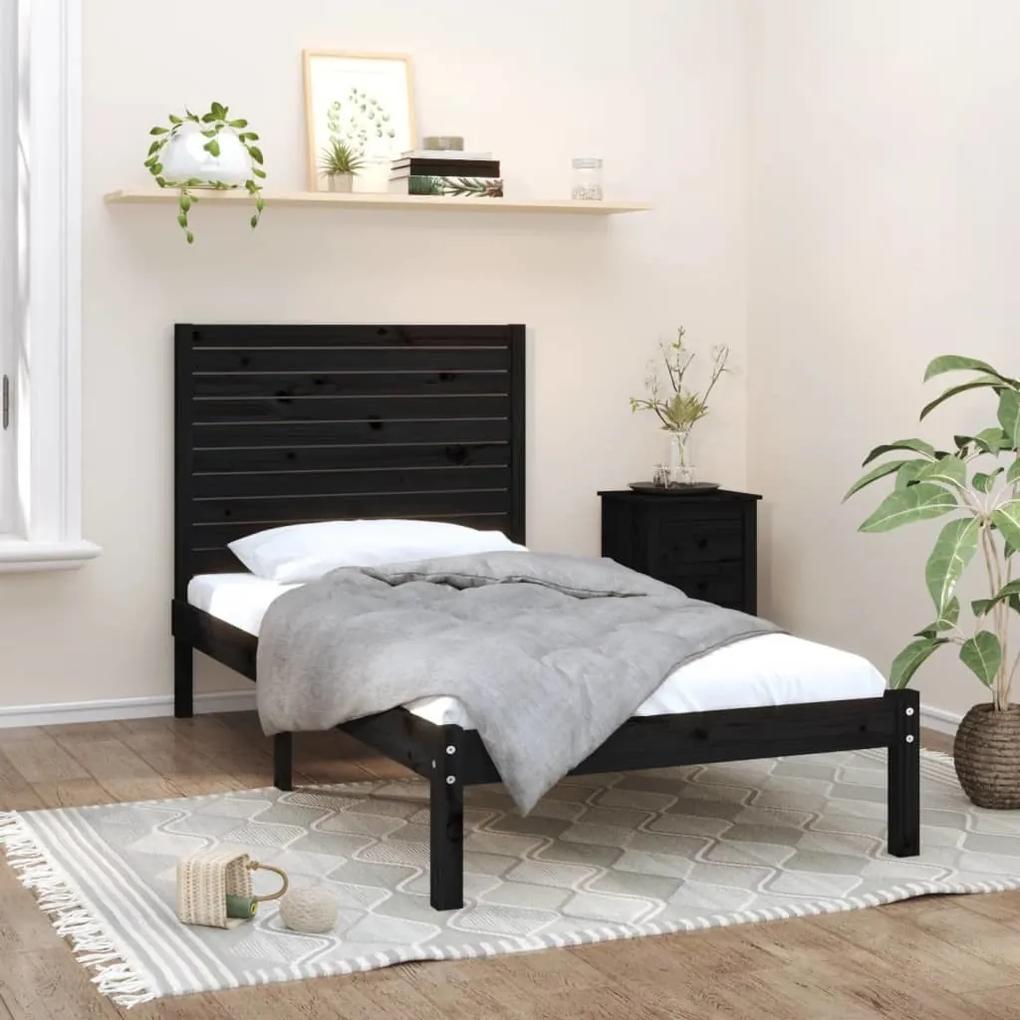 vidaXL Rám postele masivní dřevo 90 x 200 cm [3104597] Barva: Černá