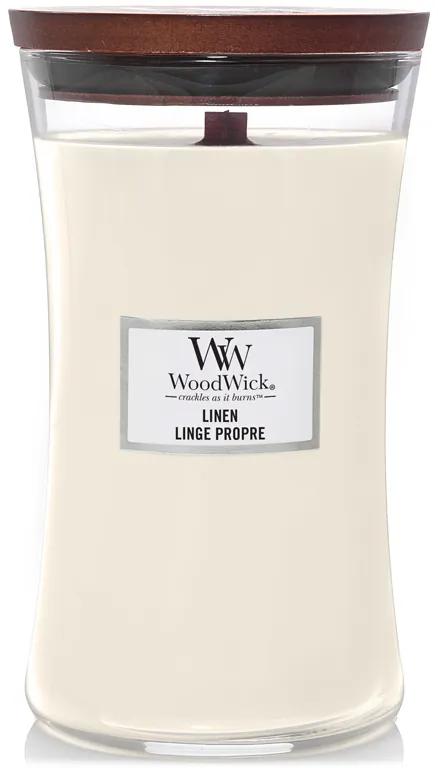 WoodWick – svíčka Linen (Čistý len) Velikost: velká 609 g