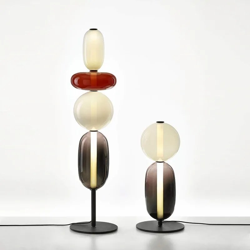 Bomma Pebbles skleněná podlahová lampa, velká Barva: Světle šedá, Konfigurace: Model 1