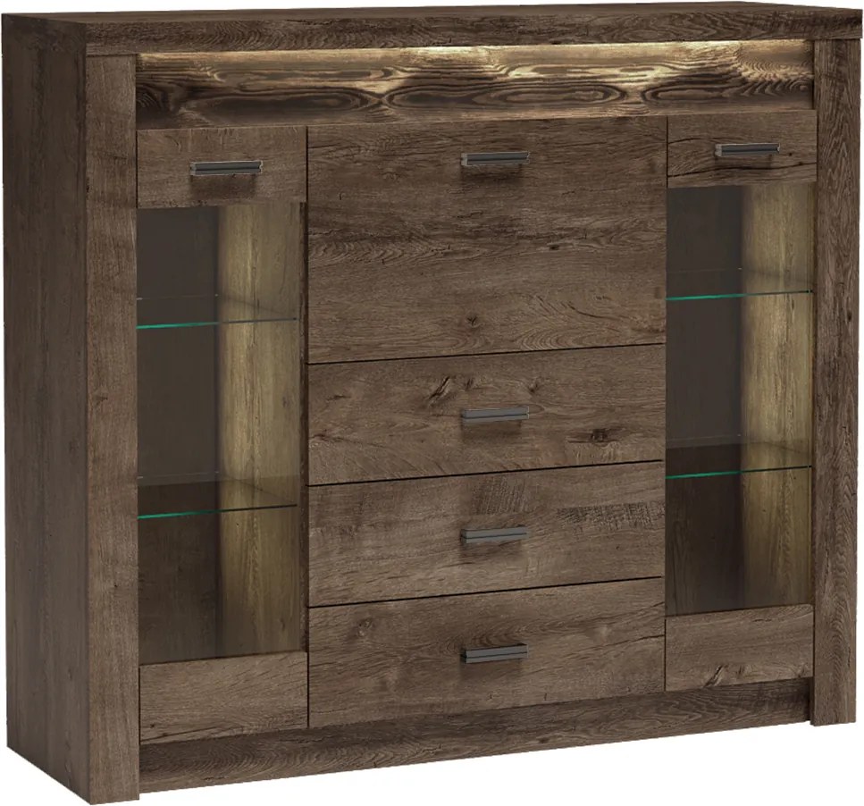 Obývací stěna INDIANAPOLIS t | sestava D | 330 cm | jasan tmavý