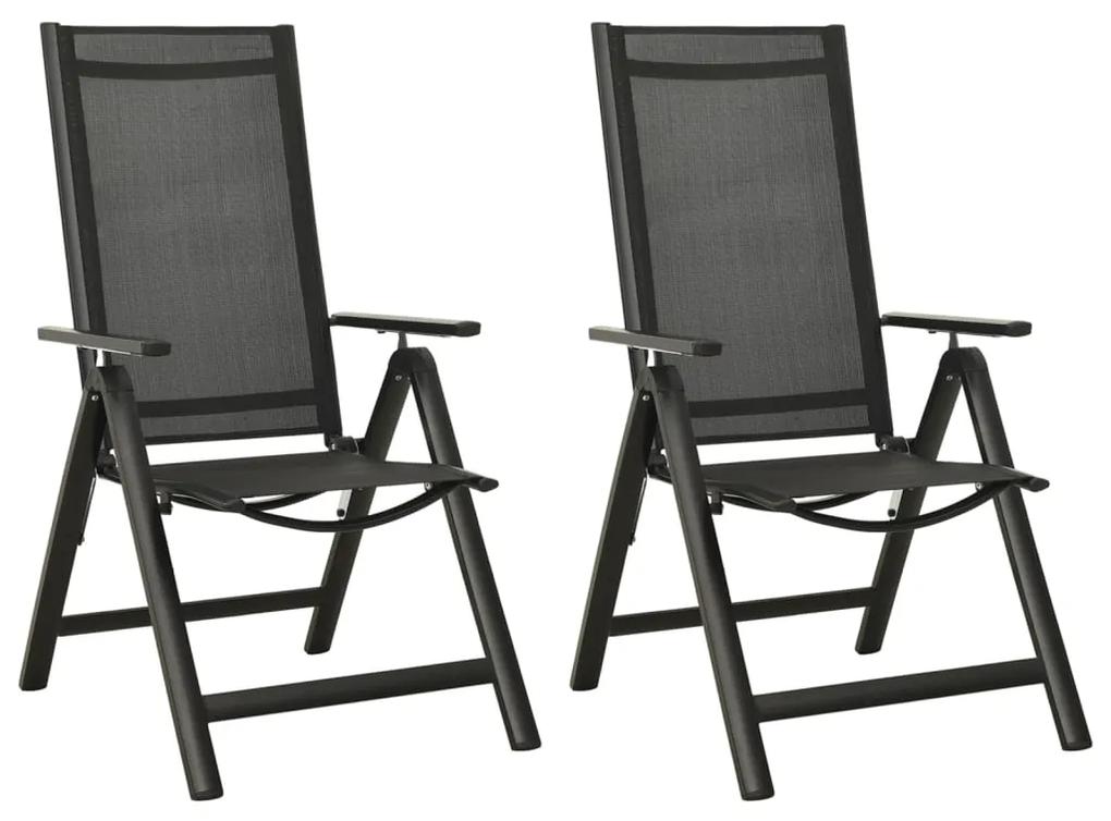 312188 vidaXL Skládací zahradní židle 2 ks textilen a hliník černé