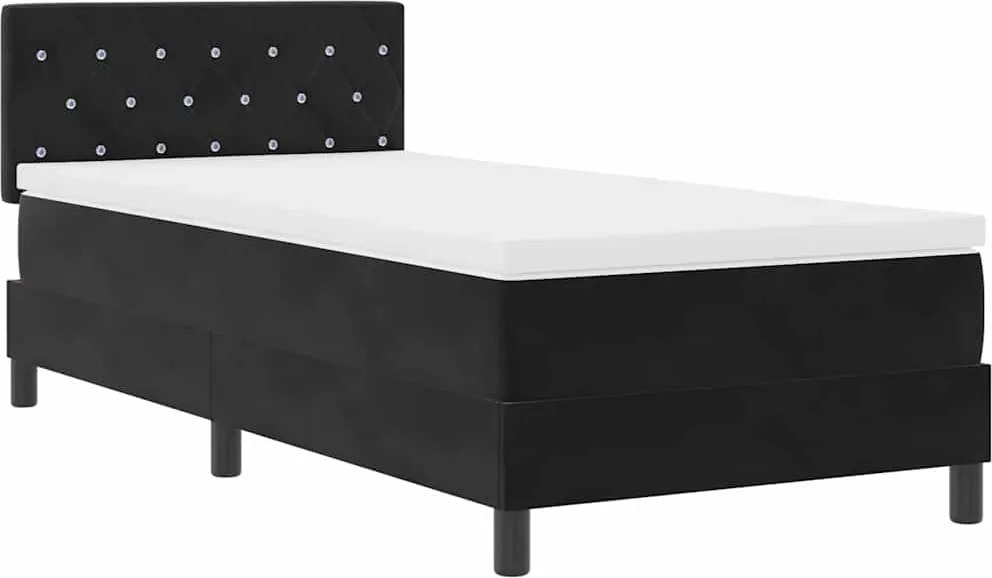 Postel s boxspringem s matrací s čelo Černá 90 x 200 cm samet 3339082