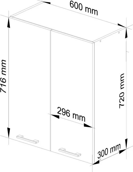Horní kuchyňská skříňka OLIWIA W 60 H720 bílá / červená, lesk