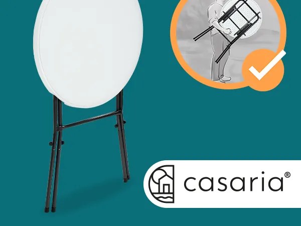Barový stolek bílý s potah červená Ø72cm skládací 110cm výška