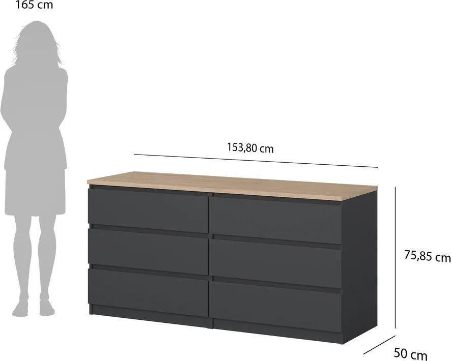 Tmavě šedá komoda 154x76x50 cm Naia – Tvilum